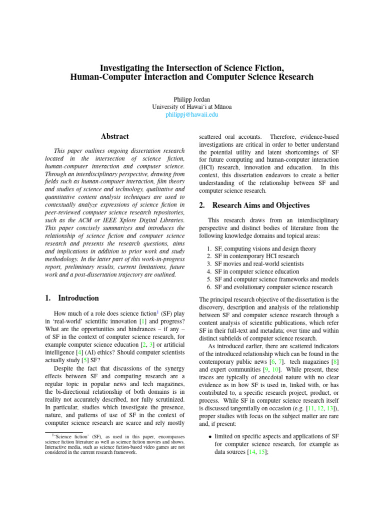 Investigating The Intersection of Science Fiction | PDF | Human ...