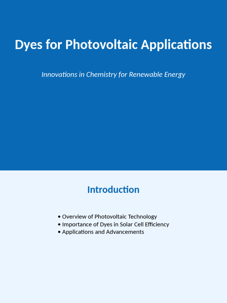 Styled Dyes For Photovoltaic Applications | PDF