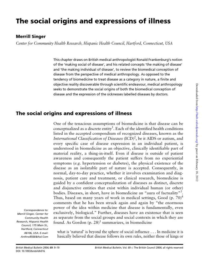 The Social Origins and Expressions of Illness | PDF | Medical ...