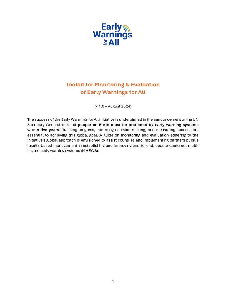 EW4ALL ME Toolkit - Final Version 1 - August2024 | PDF | Disaster Risk Reduction | Evaluation