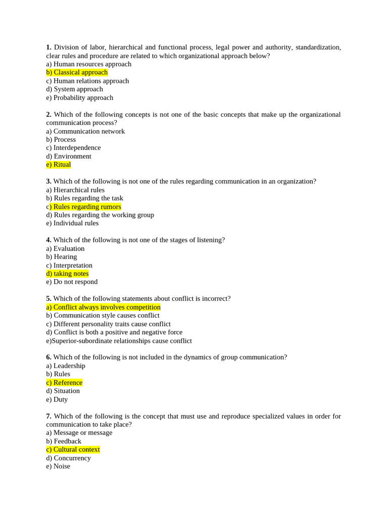Organizational Communication Concepts Quiz | PDF | Communication ...