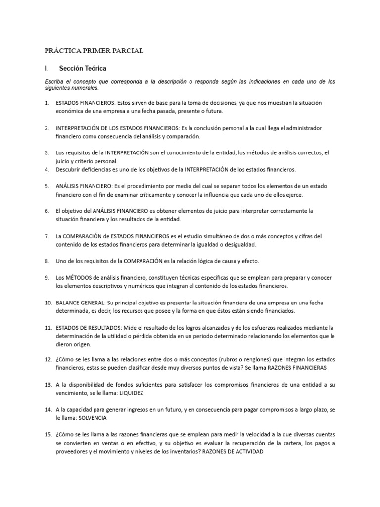 Práctica de Análisis Financiero | PDF | Estado financiero | Economias