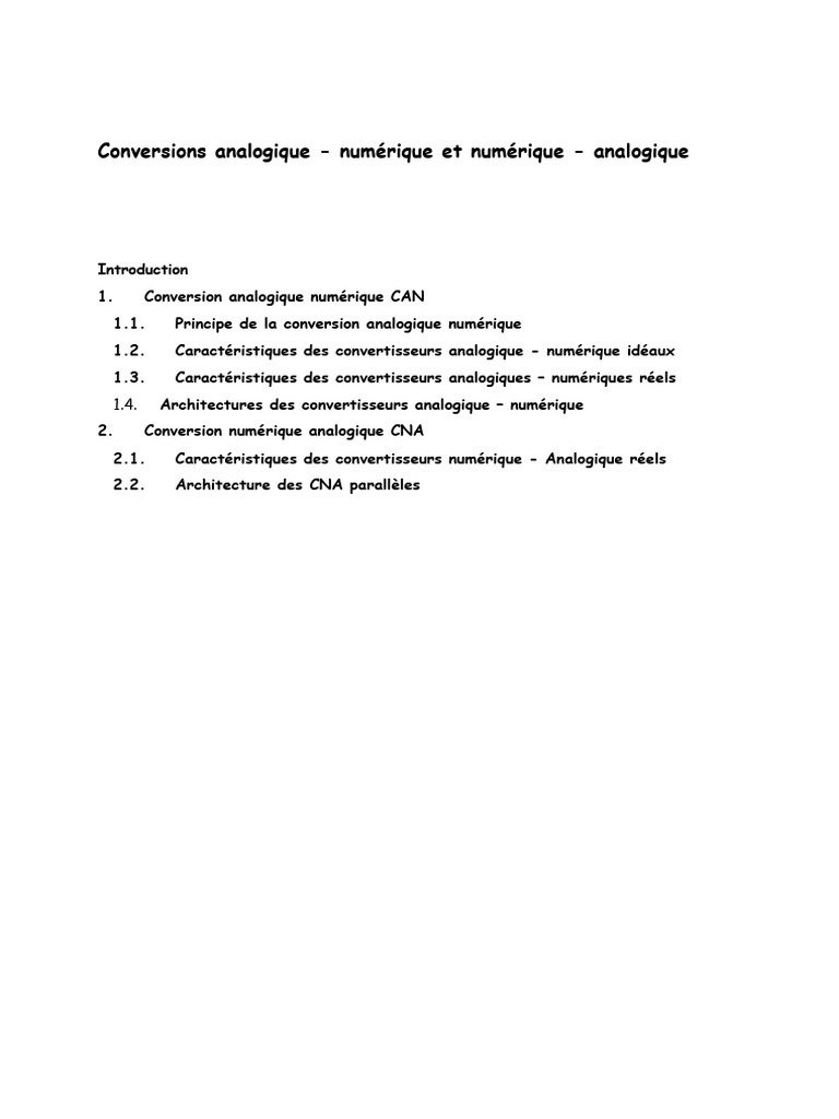 Conversion CAN et CNA expliquée | PDF | Convertisseur numérique ...