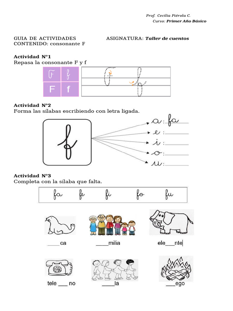 Actividades para Aprender la Consonante F | PDF