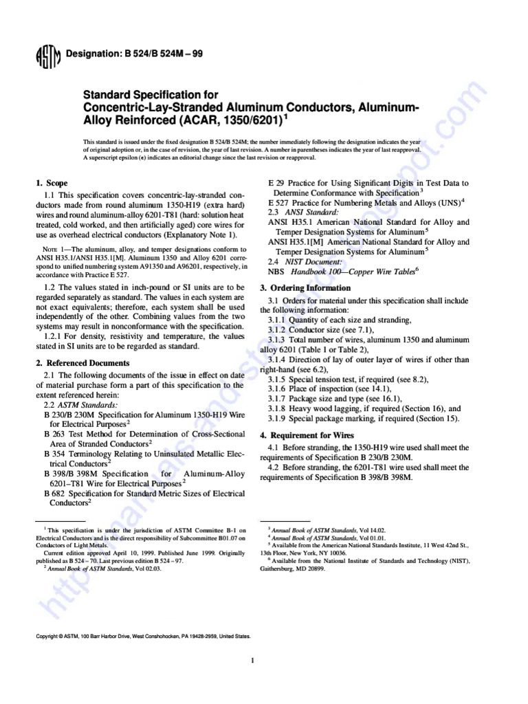 Astm B524 | PDF | Electrical Conductor | Wire
