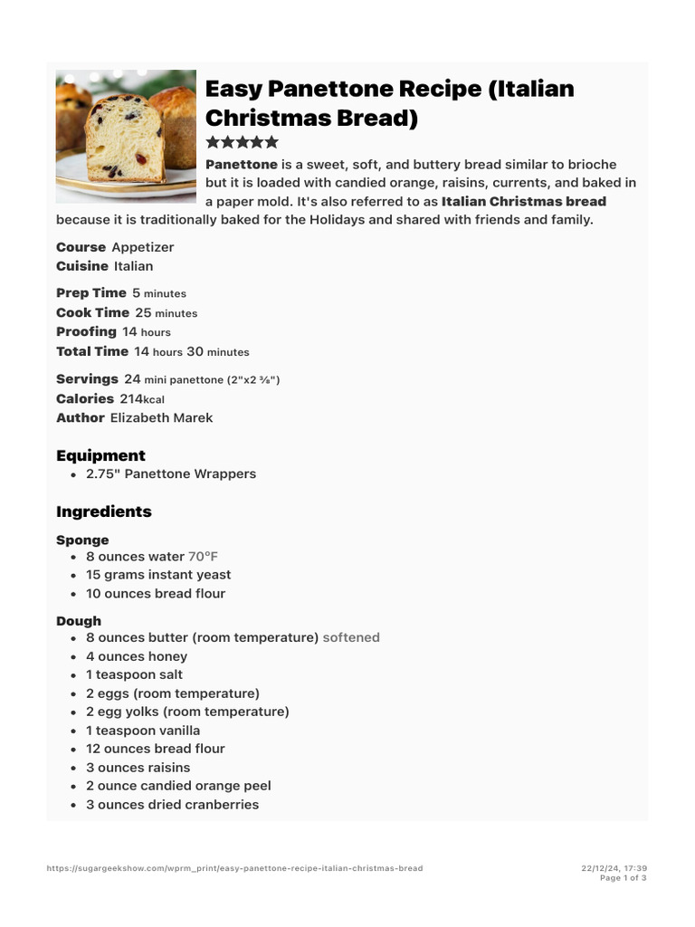 Easy Italian Panettone Recipe Guide | PDF | Breads | Fat