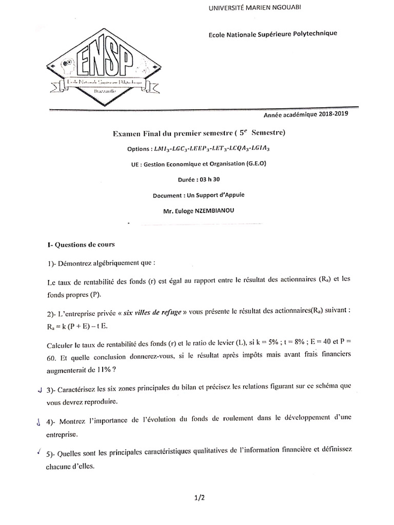 Examen Final GEO 2018-2019 | PDF