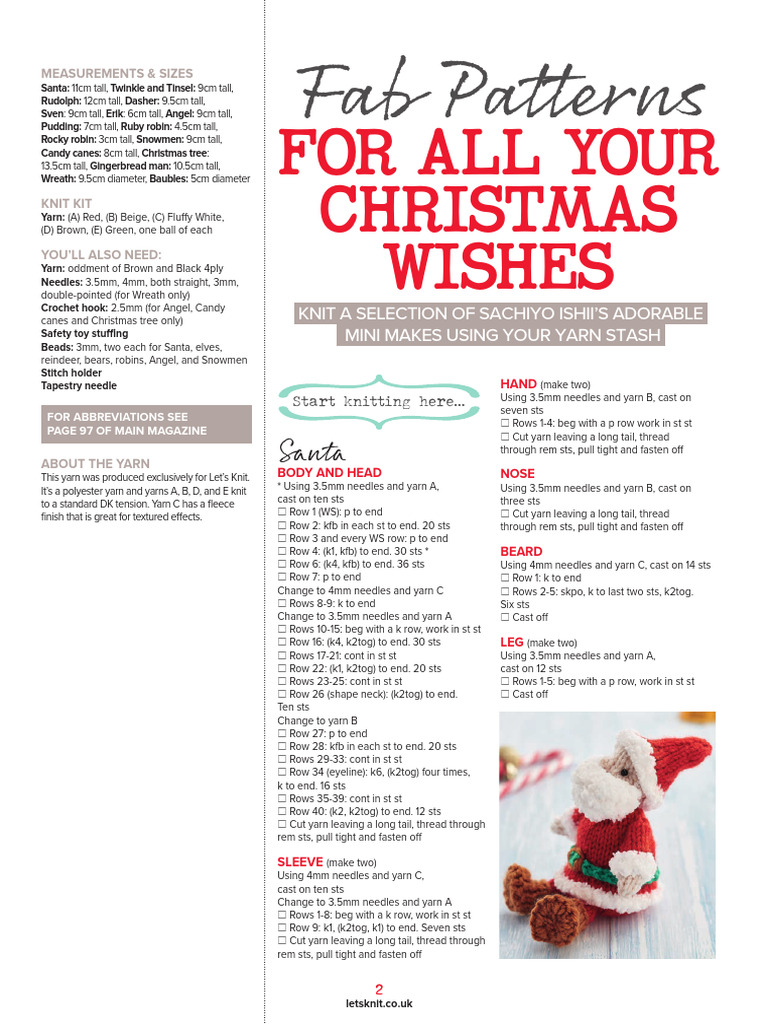 Rudolph Friends Bonus Patterns | PDF | Sewing | Knitting