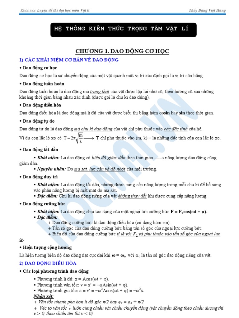 Vat Li-Mot So Kien Thuc Trong Tam LTDH 2011 | PDF