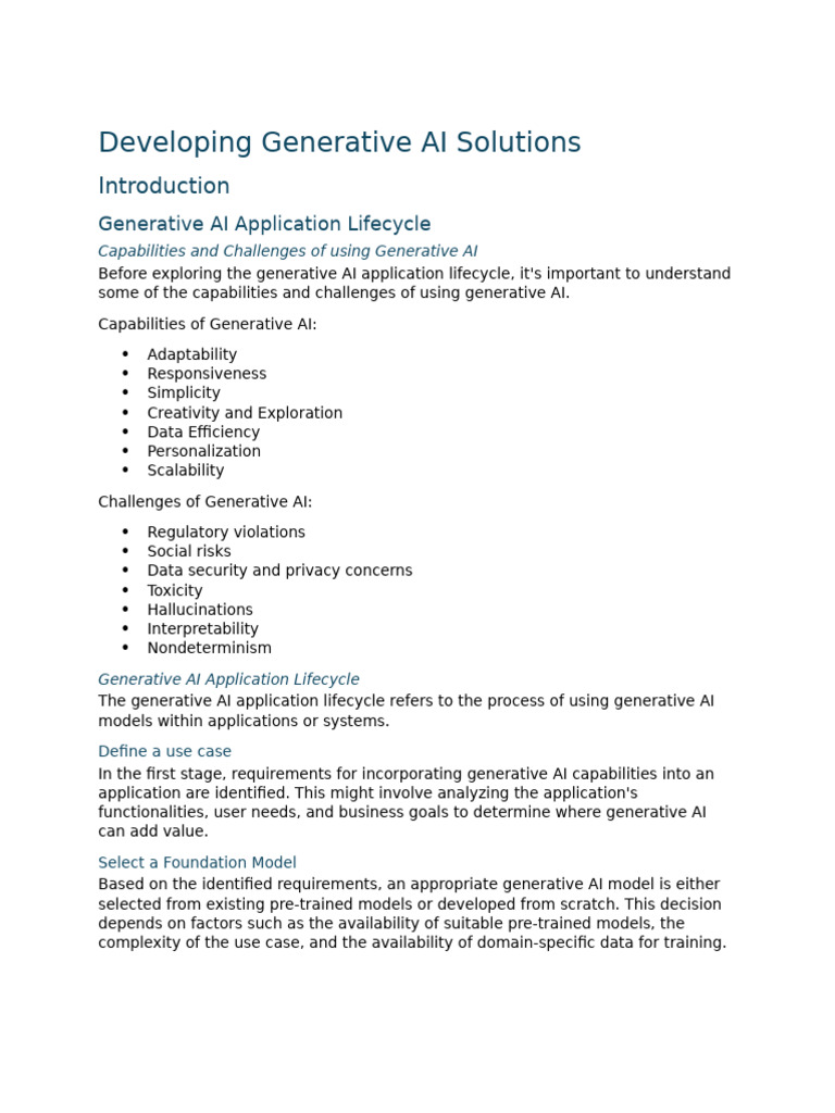 Developing Generative AI Solutions | PDF | Artificial Intelligence ...