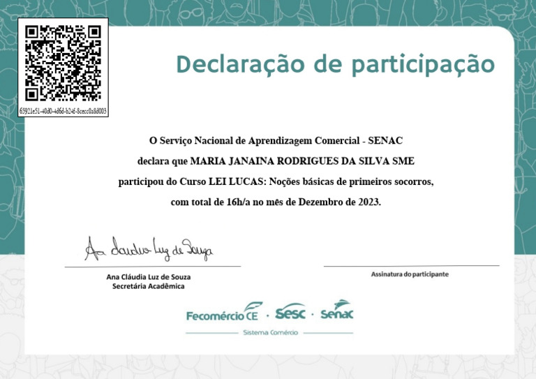 Certificado Curso Lei Lucas 2023 | PDF