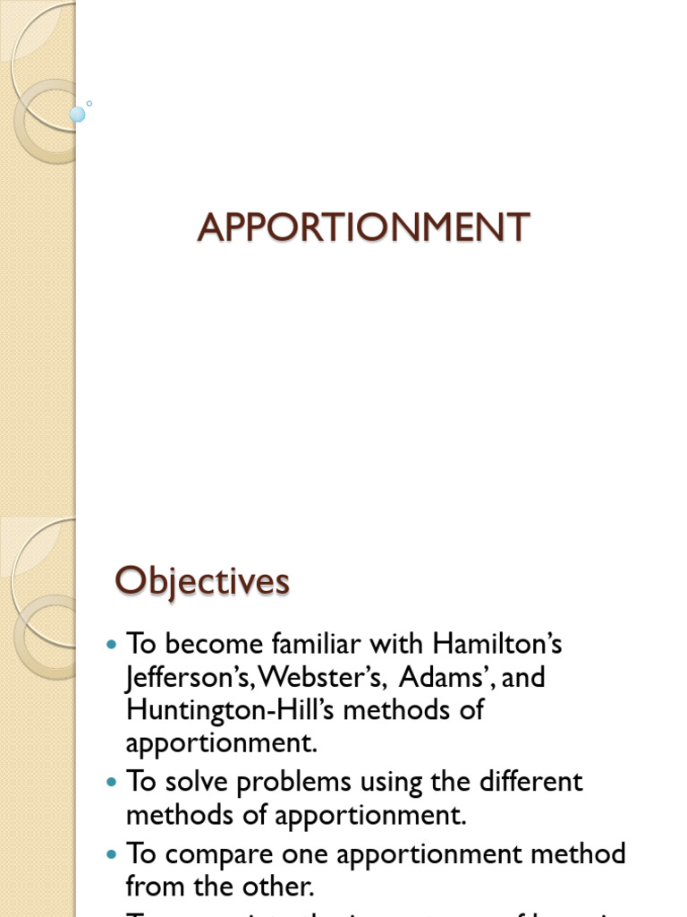 Apportionment Hamilton and Jefferson Methods | PDF | Elections ...