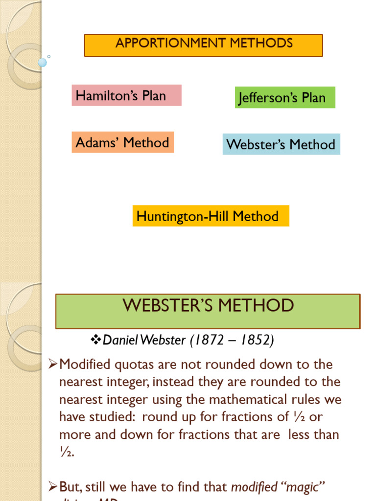 Apportionment - Webster and Adams Methods | PDF | Arithmetic | Apportionment (Politics)