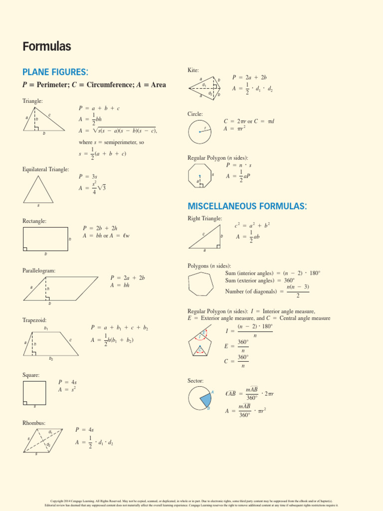 Formulas | PDF | Elementary Geometry | Elementary Mathematics