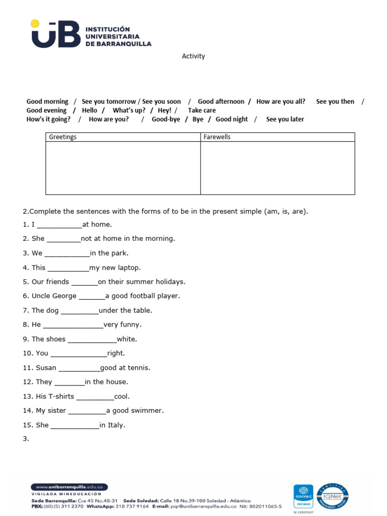 Activity English 1 | PDF