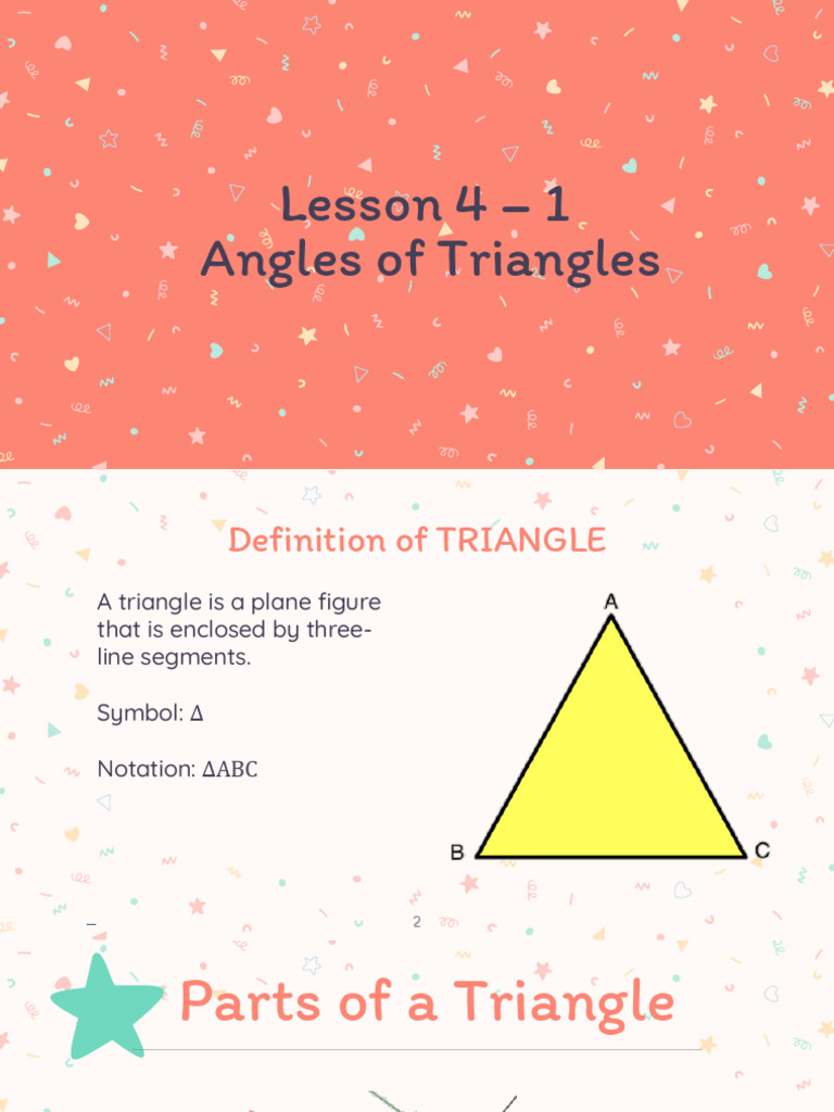 Lesson 4-1 Angles of Triangles | PDF | Triangle | Elementary Geometry