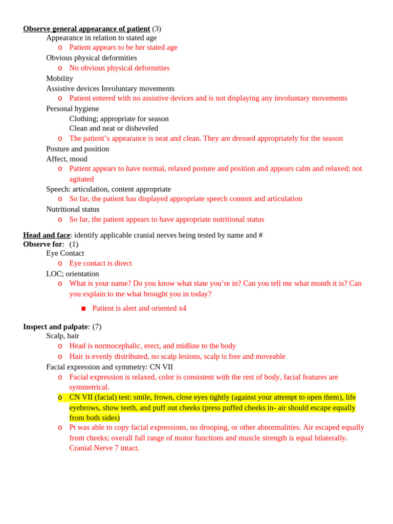 Health Assessement Form | PDF | Anatomical Terms Of Motion | Neck