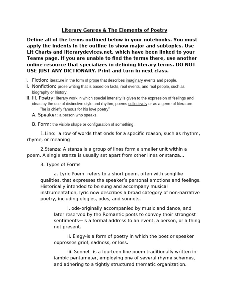 The Elements of Poetry Student | PDF | Poetry | Metre (Poetry)