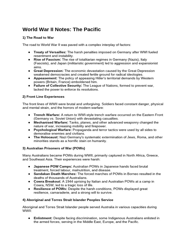 World War II Notes - The Pacific | PDF | World War II | Nazi Germany