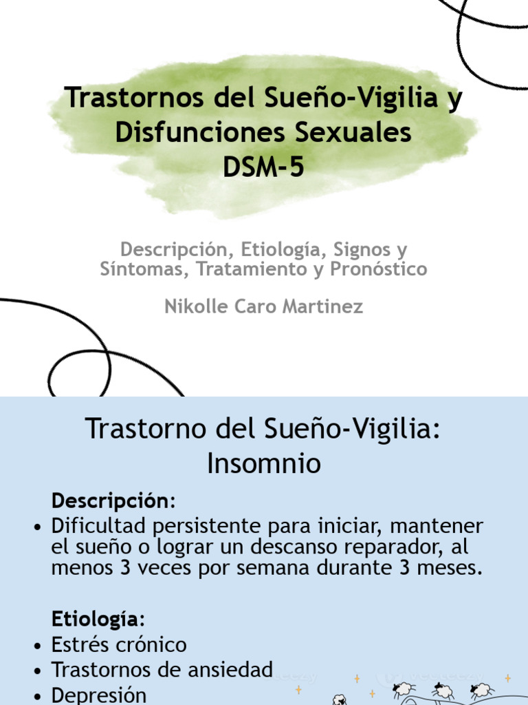 Trastornos Sueño Vigilia Disfunciones SexualesNCM | PDF | Trastorno ...