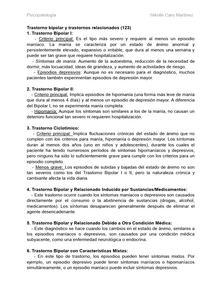 Trastorno Bipolar y Trastornos Relacionados (123) y Trastornos Depresivos | PDF | Manía ...