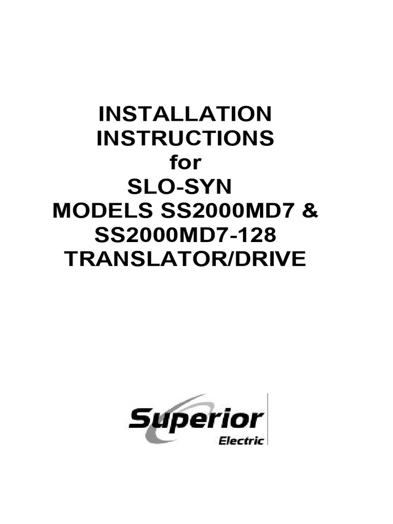SLO-SYN SS2000MD7 MD7-128 Step Drive Translator Manual | PDF | Power ...