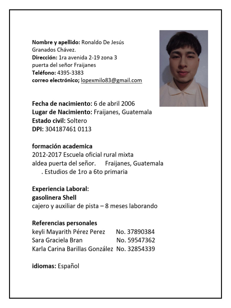 Curriculum Vitae de Ronaldo Granados | PDF