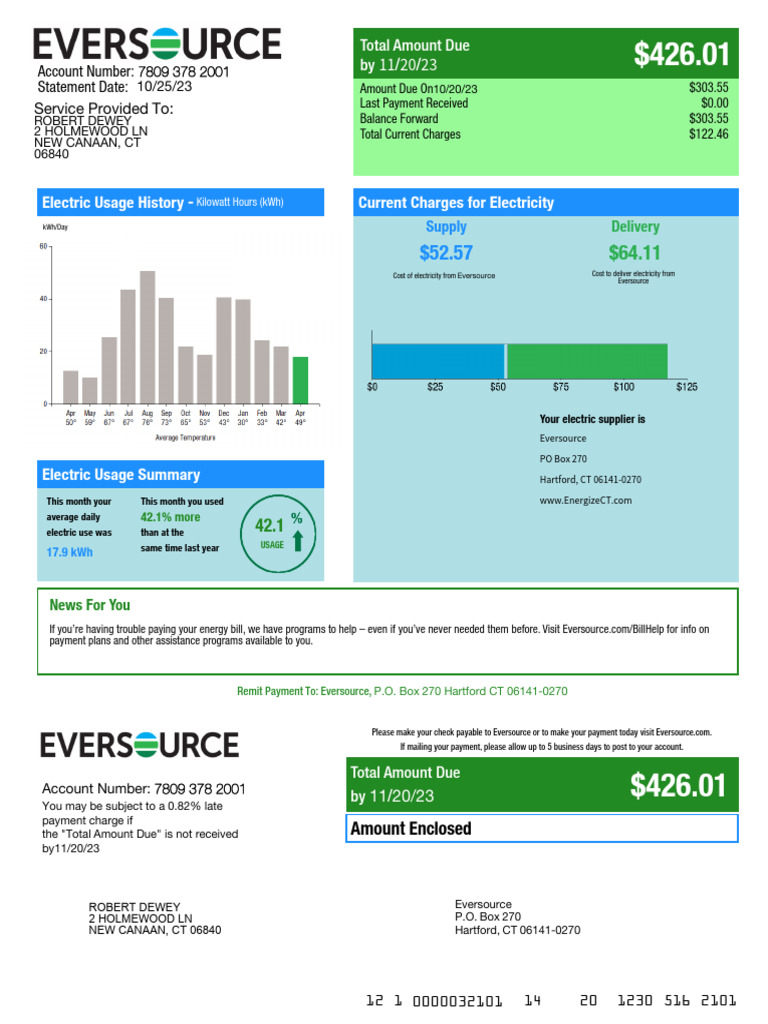 Eversource October | PDF | Electricity | Electric Power