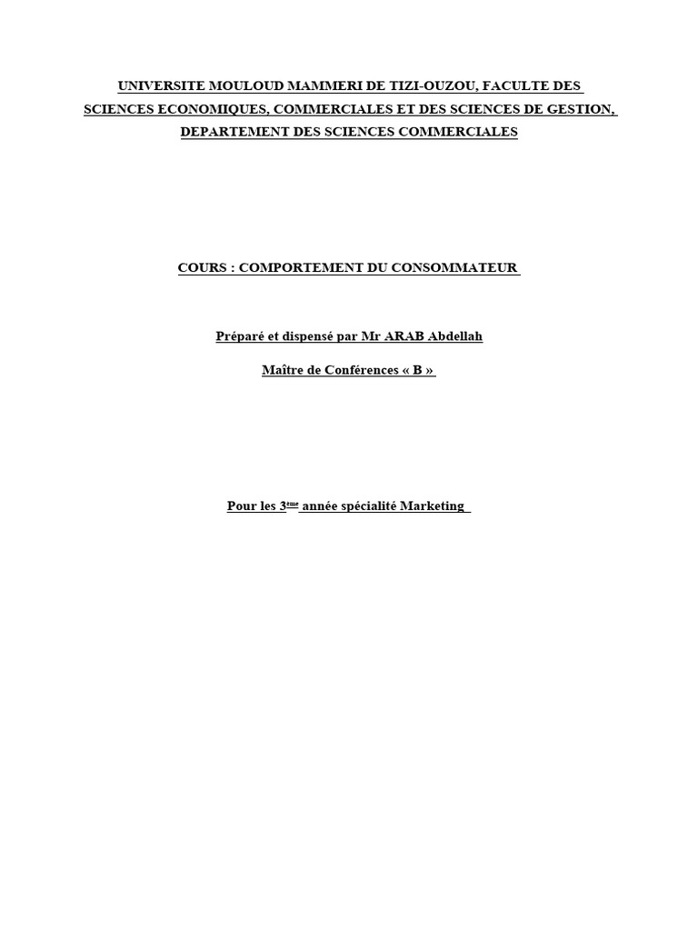 Polycope Du Cours CC | PDF | Consommateurs | Commercialisation