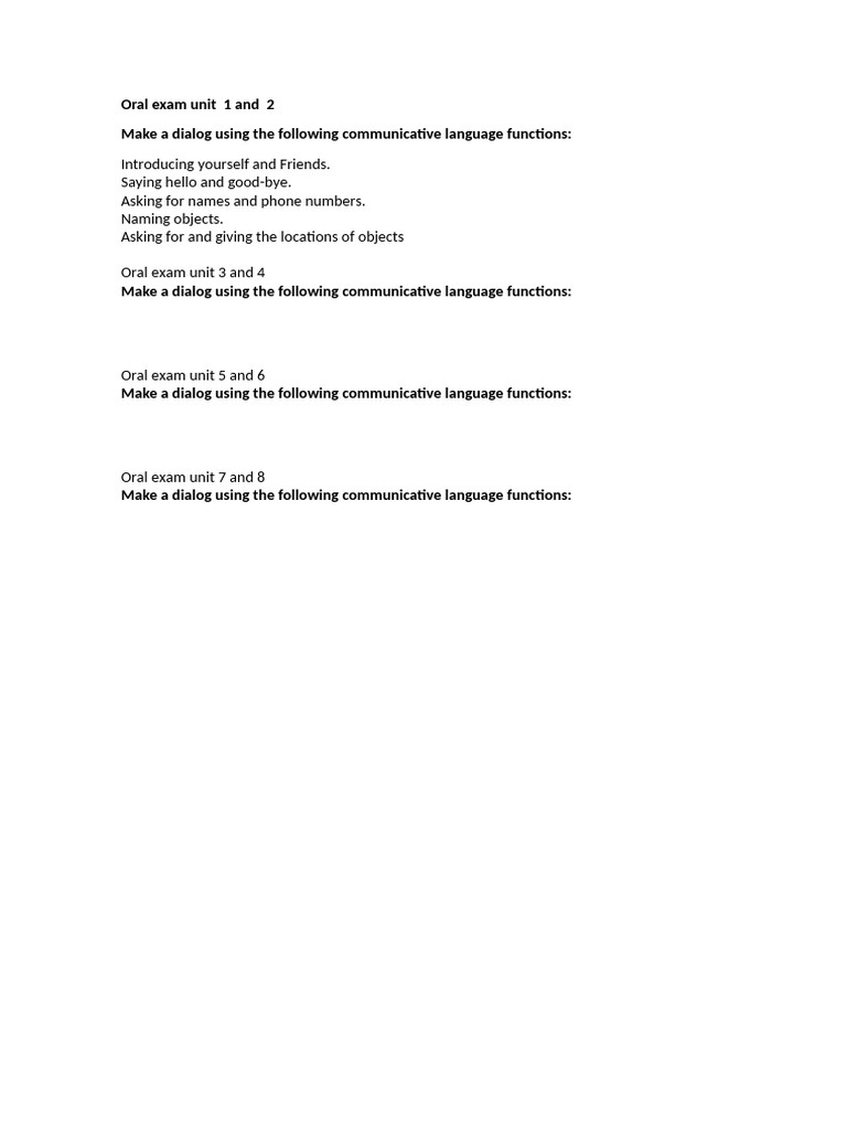 Make A Dialog Using The Following Communicative Language Functions | PDF