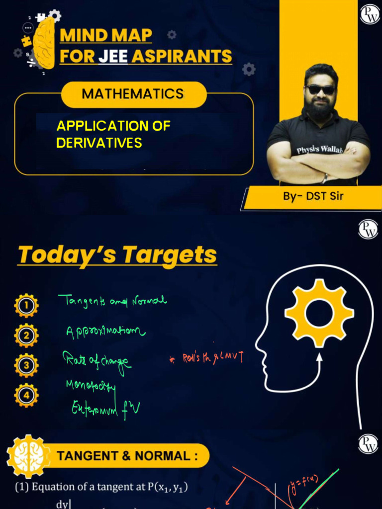 Application of Derivatives Class Notes Jee Mindmap Compressed | PDF
