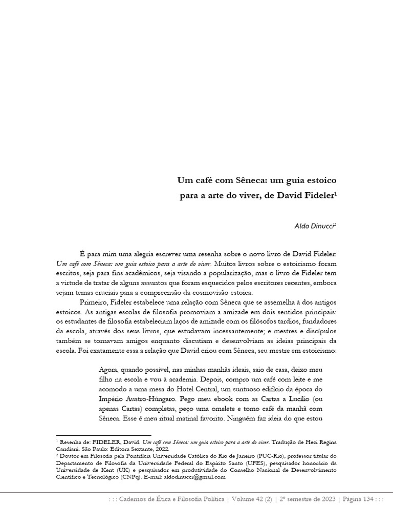 Resenha de "Um Café com Sêneca" | PDF | Estoicismo | Sêneca