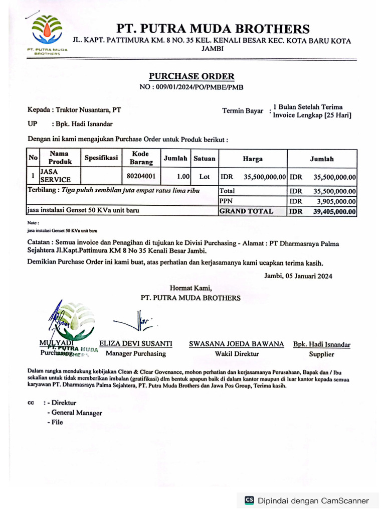 PO.PMB INSTALASI | PDF