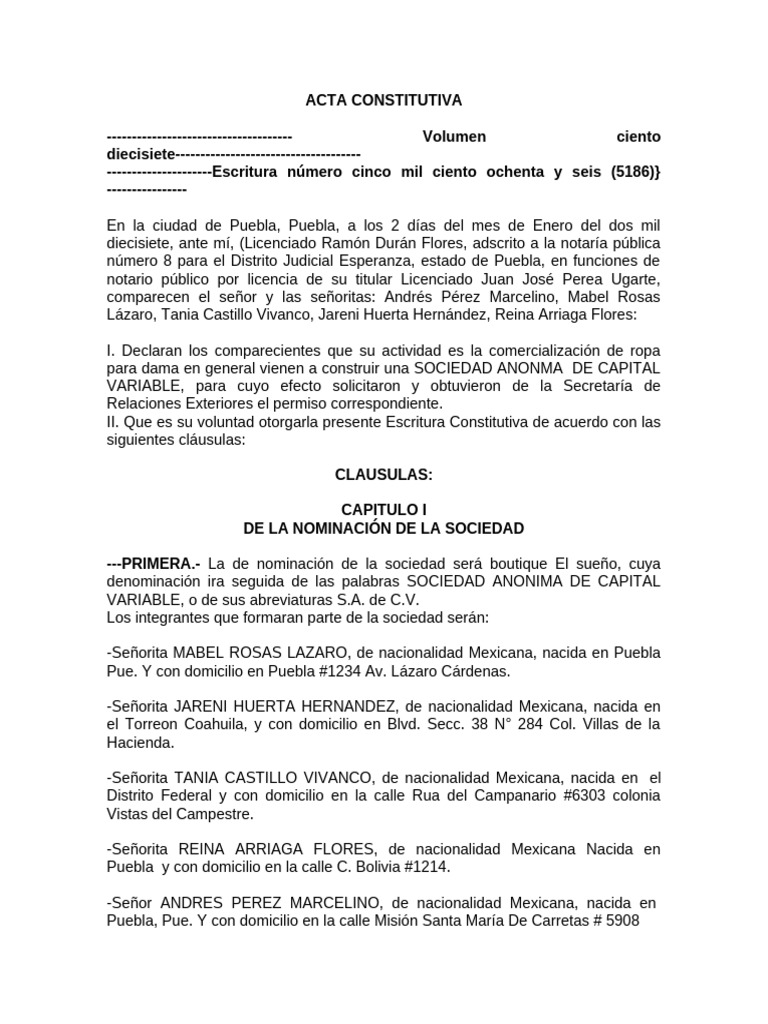 Acta Constitutiva | PDF