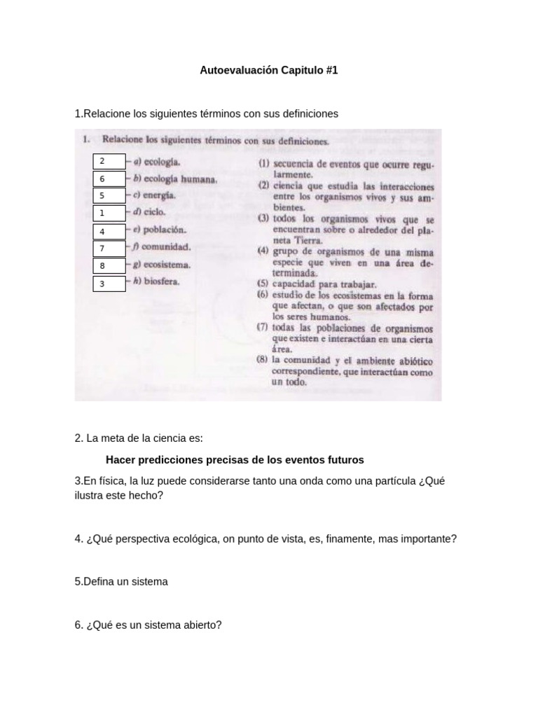 Autoevaluación Capitulo1 | PDF