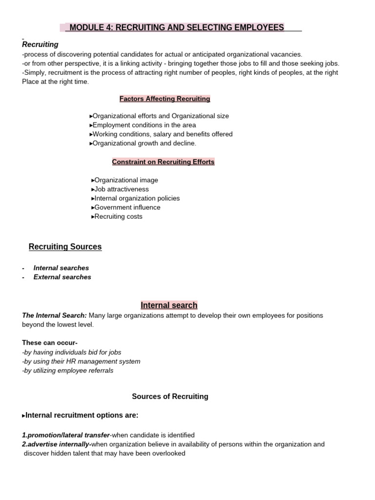 Module 4 Hureman | PDF | Recruitment | Employment
