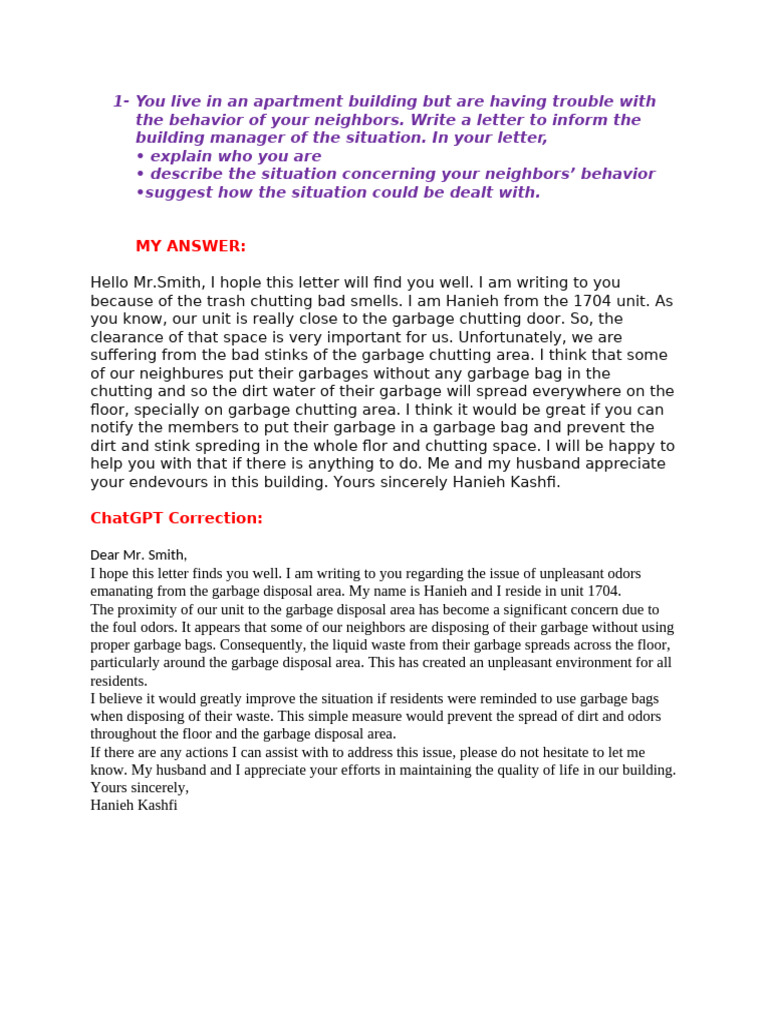 Neighbor Complaints About Garbage Issues | PDF