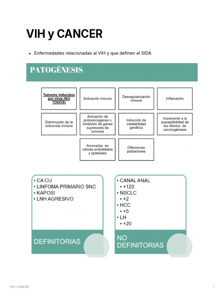 VIH y Cáncer: Relación y Tratamientos | PDF | Cáncer | VIH