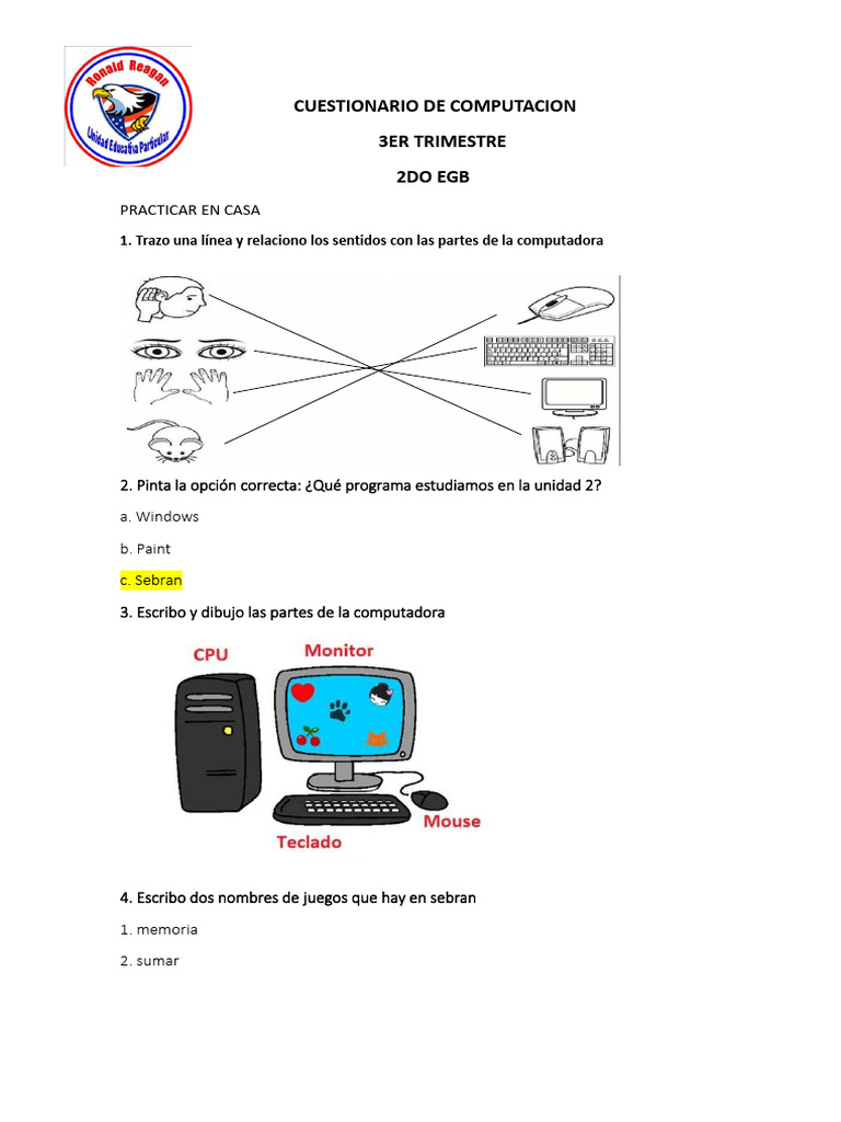 CUESTIONARIO DE COMPUTACION 3T | PDF