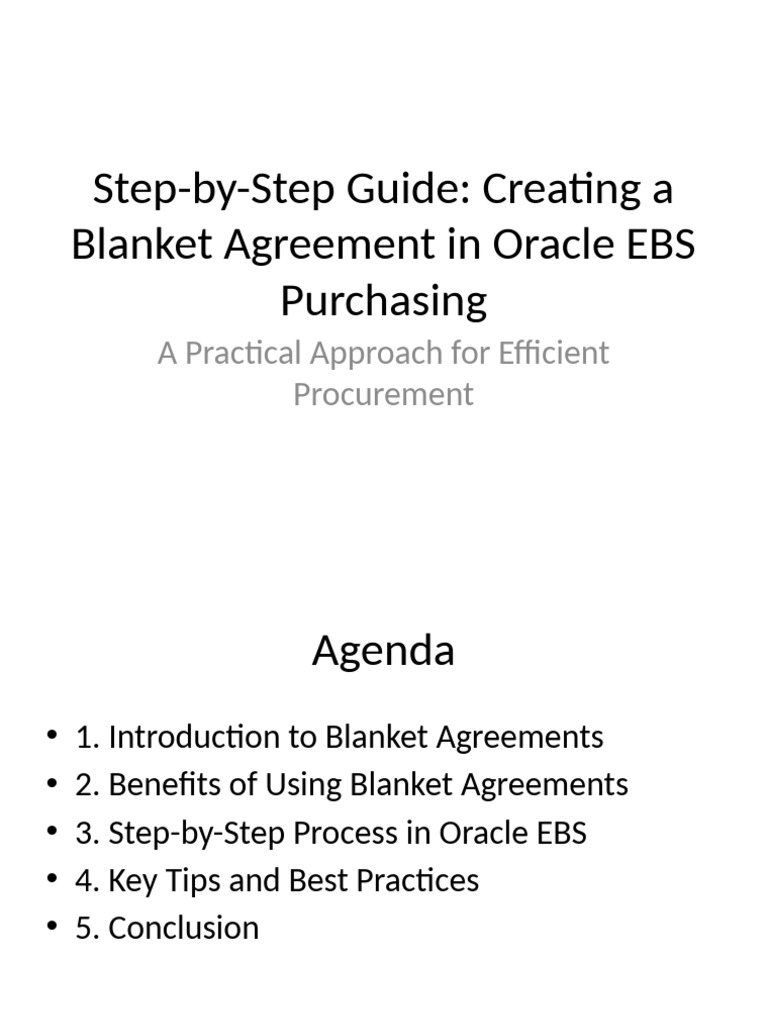 Blanket Agreement Oracle EBS Presentation | PDF | Procurement | Business
