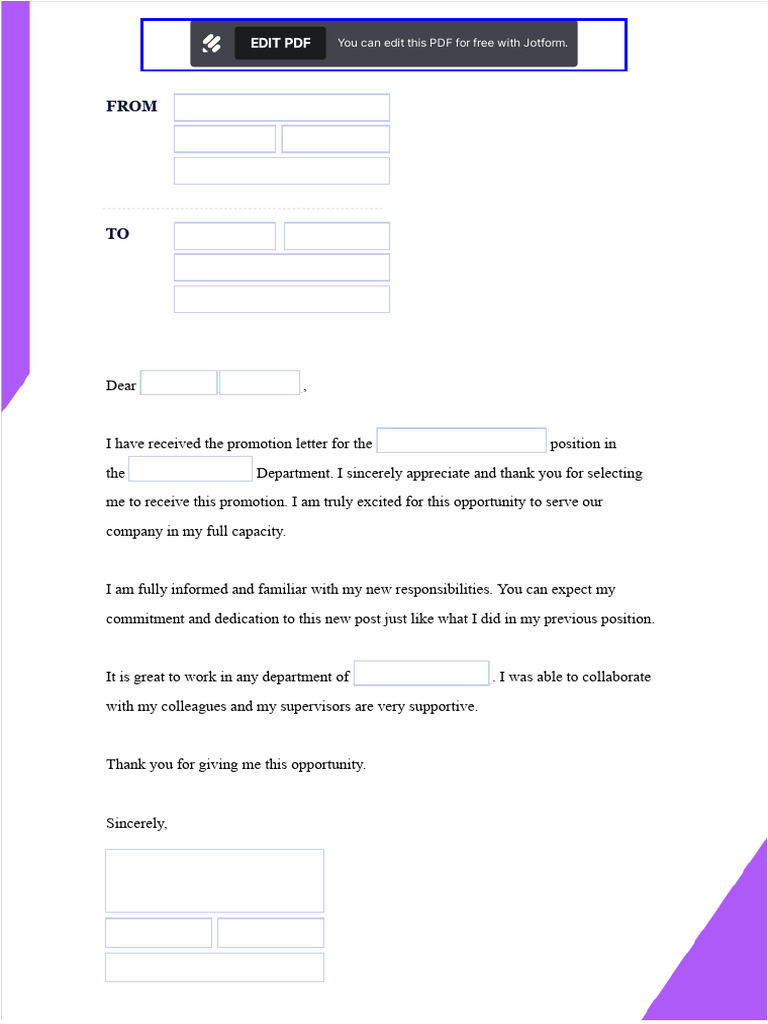 Promotion Acceptance Letter Template | PDF