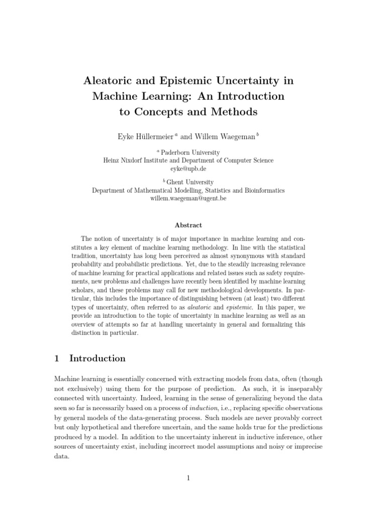 Aleatoric and Epistemic Uncertainty | PDF | Machine Learning | Uncertainty