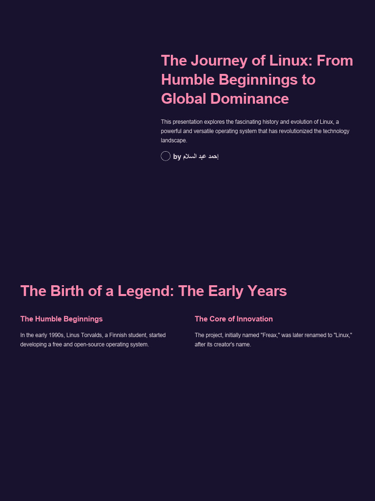 The Journey of Linux From Humble Beginnings To Global Dominance2 | PDF | Linux | Linux Distribution