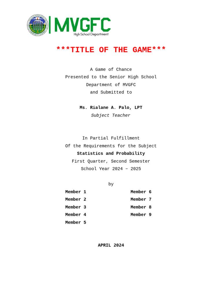 TITLE PAGE PTASK - 1st Quarter | PDF