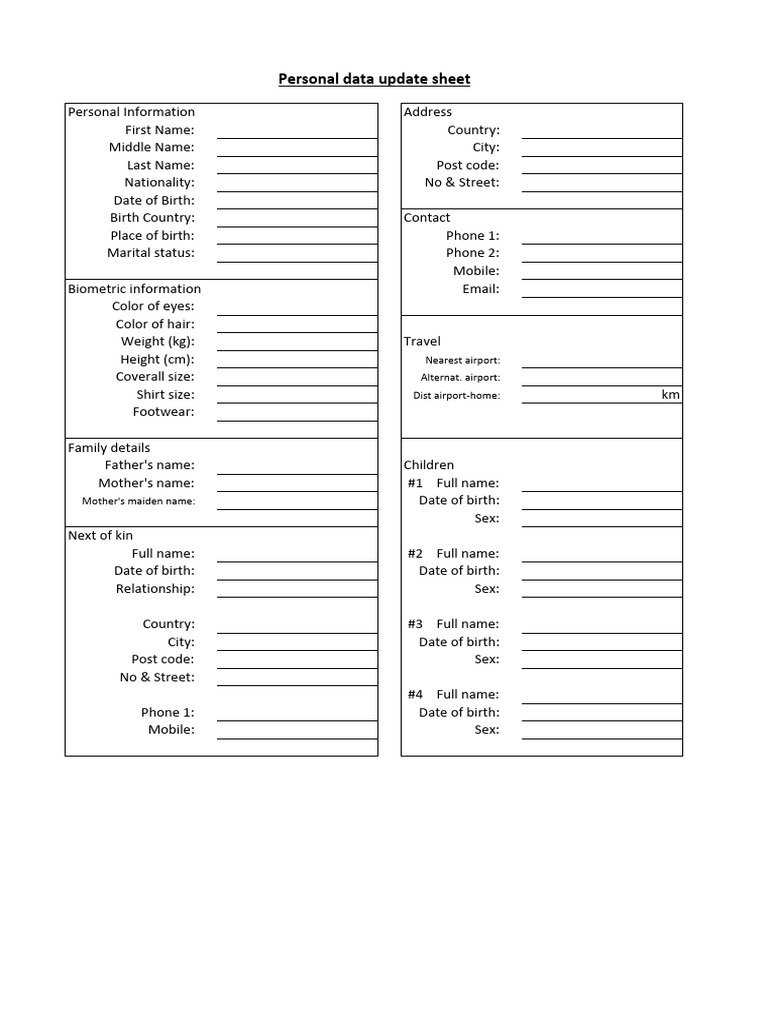 PD Update Sheet | PDF