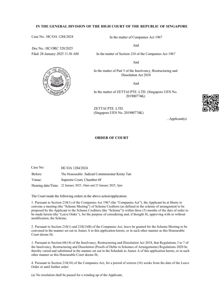 2025.01.23 - Sealed Order HC.ORC 528.2025 (OA 1284) enc Annex A | PDF | Adjudication | Mail