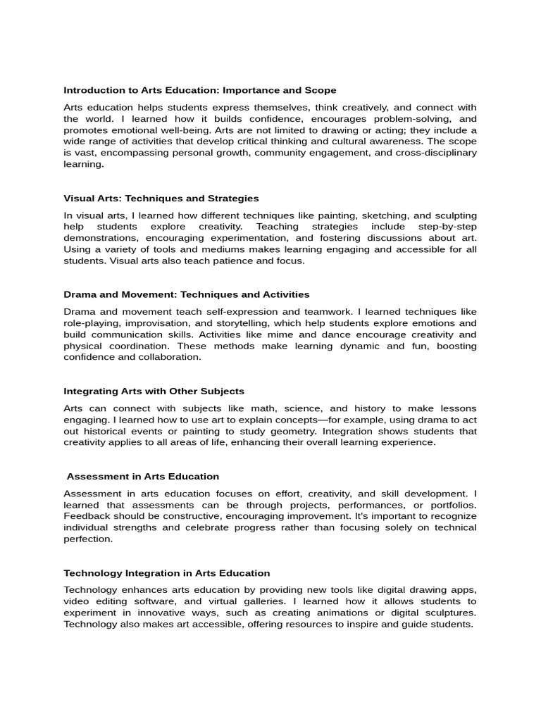 REFLECTIONS IN ARTS | PDF | The Arts | Creativity