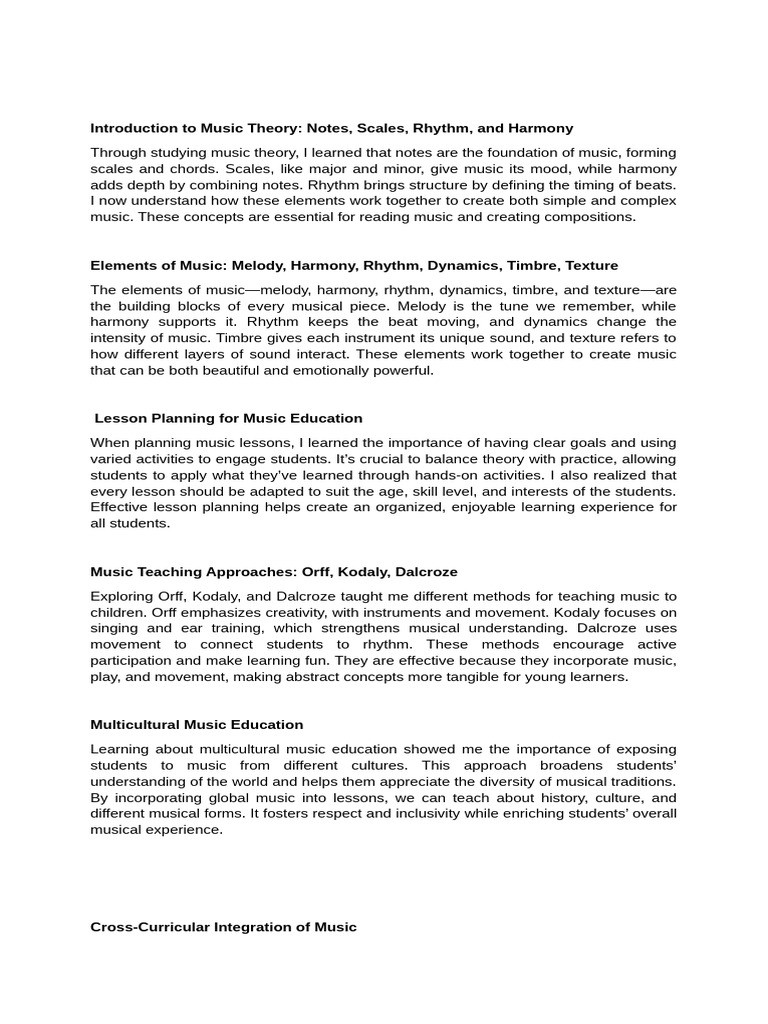 Reflections in Music | PDF | Music Education | Harmony