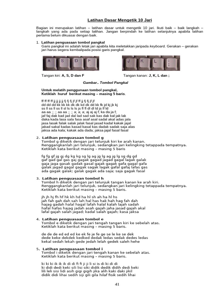 Bahan Latihan Mengetik 10 Jari | PDF