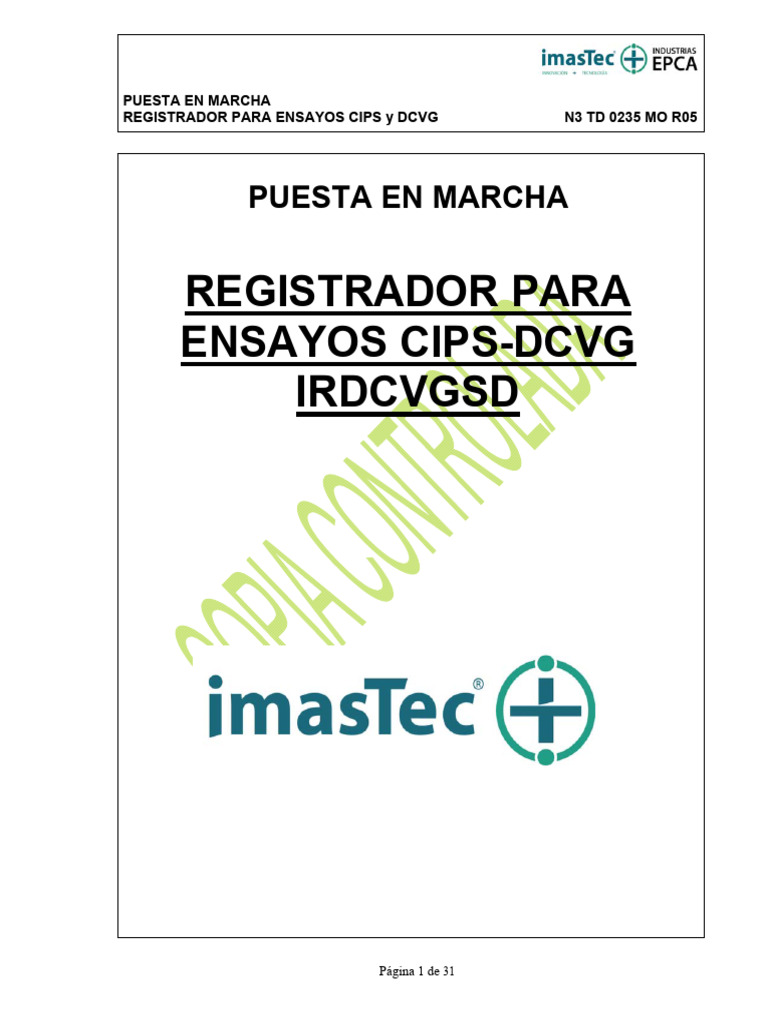 N3TD0235MO Manual Registrador para Ensayos CIPS DCVG, Rev5 | PDF ...